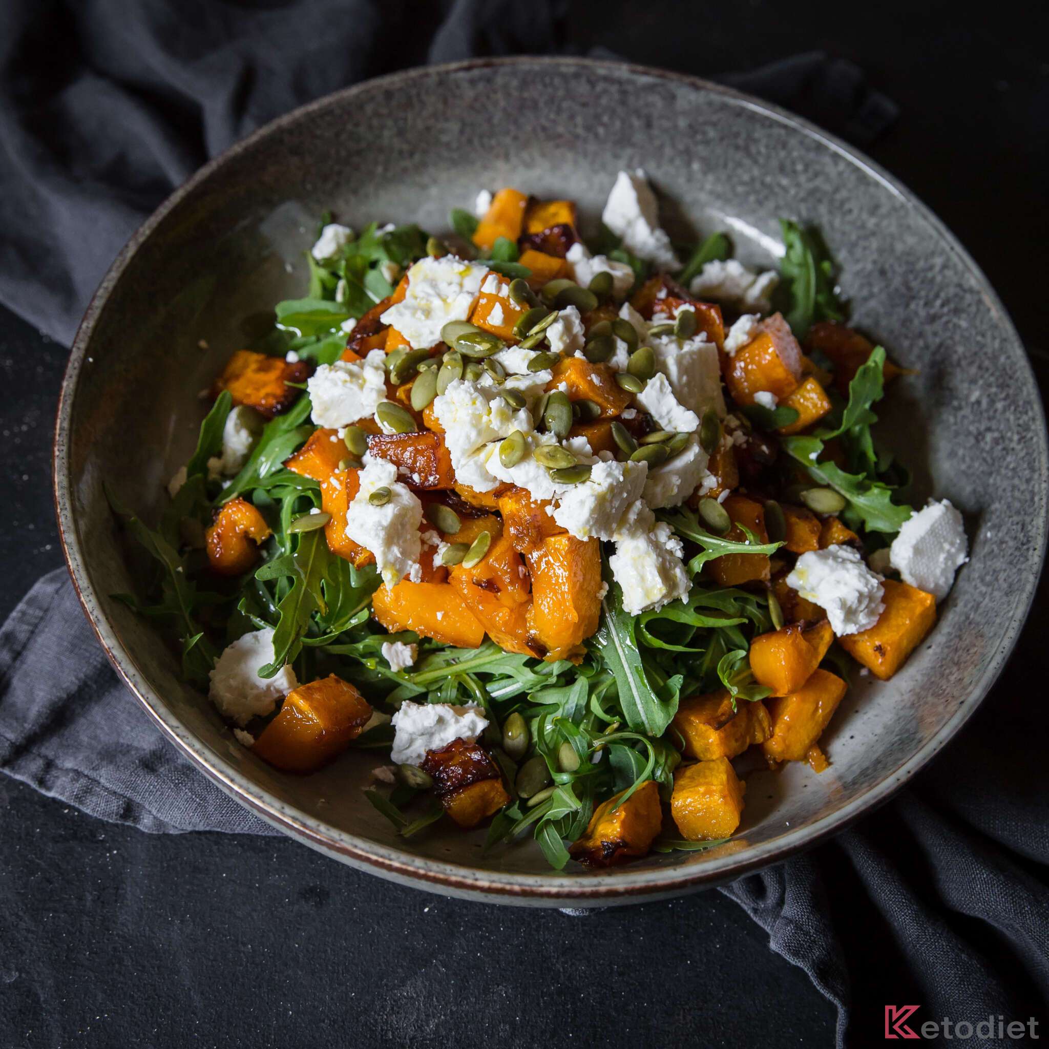 Easy Roasted Pumpkin Salad with Feta & Arugula | KetoDiet: Real Food ...