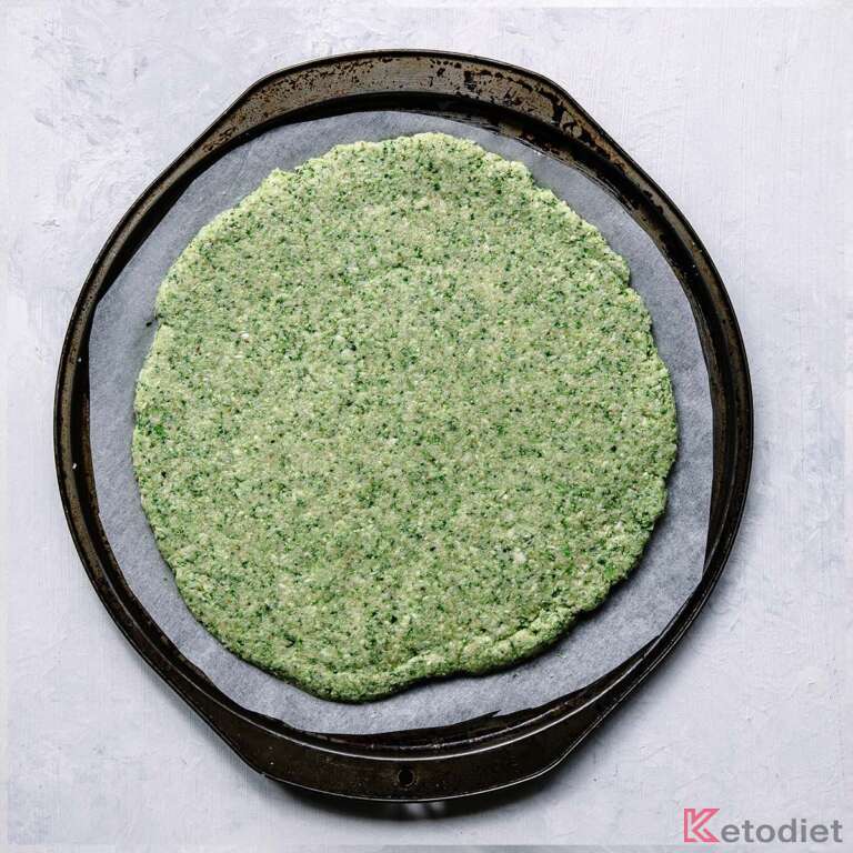 Low-Carb Broccoli Crust Green Pesto Pizza | KetoDiet: Real Food, Real ...