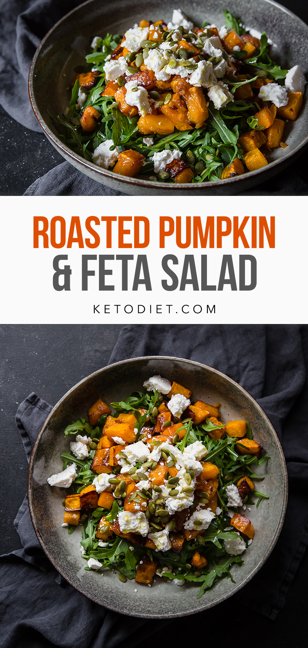 Easy Roasted Pumpkin Salad with Feta & Arugula | KetoDiet: Real Food ...